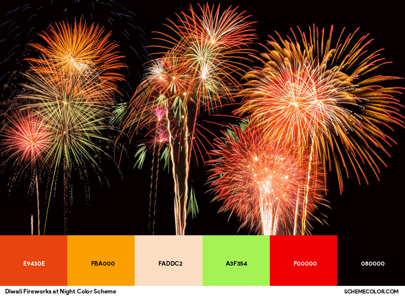 Diwali Fireworks at Night Color Scheme - Image Color Palettes ...