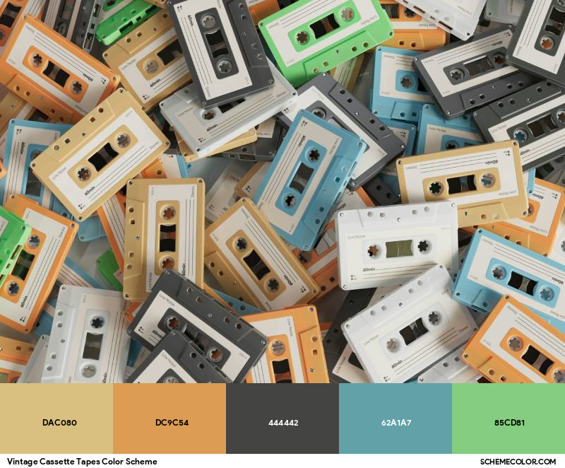 Vintage Cassette Tapes Color Scheme - Image Color Palettes ...