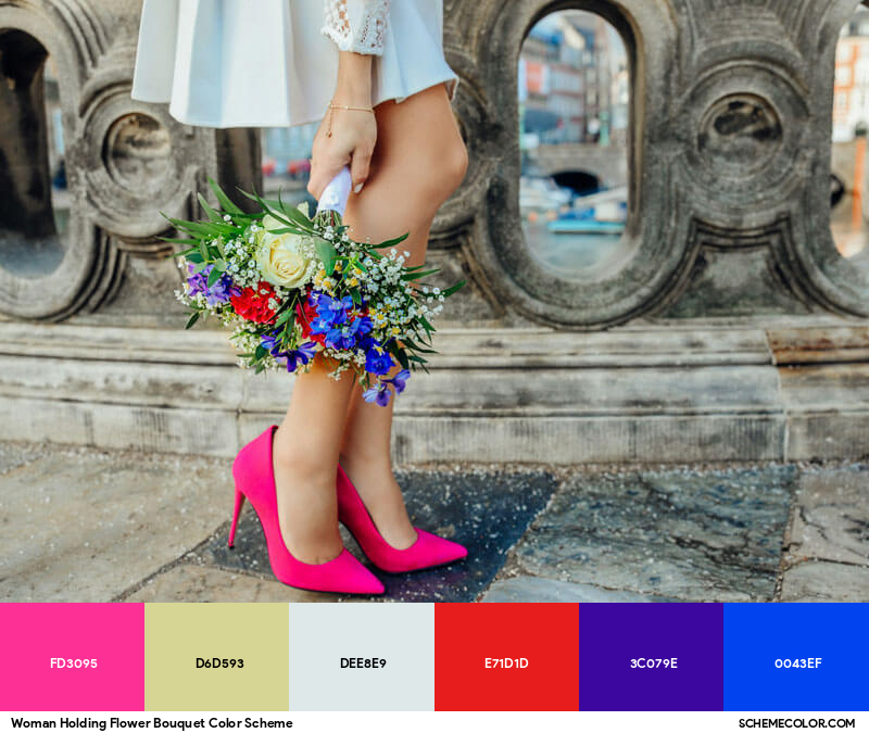 Woman Holding Flower Bouquet Color Scheme - Image Color Palettes ...