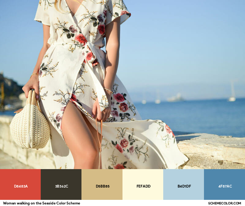 Woman walking on the Seaside Color Scheme - Image Color Palettes ...