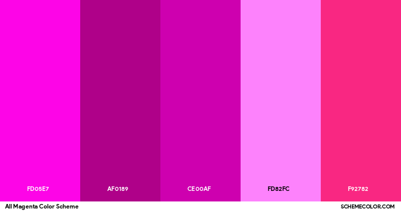 All Magenta Color Scheme - Palettes - SchemeColor.com