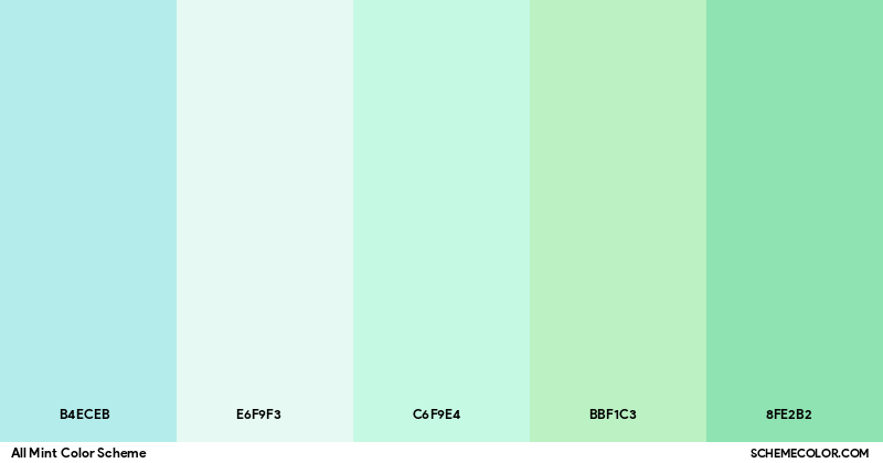 All Mint Color Scheme - Palettes - SchemeColor.com