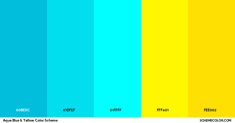 Aqua Blue & Yellow Color Scheme - Palettes - SchemeColor.com