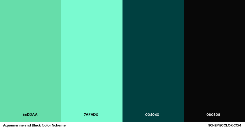 Aquamarine and Black Color Scheme - Palettes - SchemeColor.com