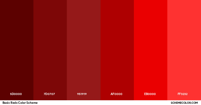 Basic Reds Color Scheme - Palettes - SchemeColor.com