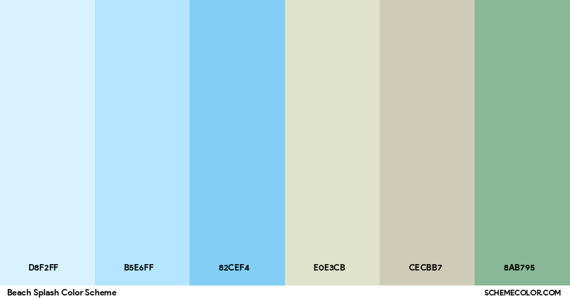 Beach Splash Color Scheme - Palettes - SchemeColor.com