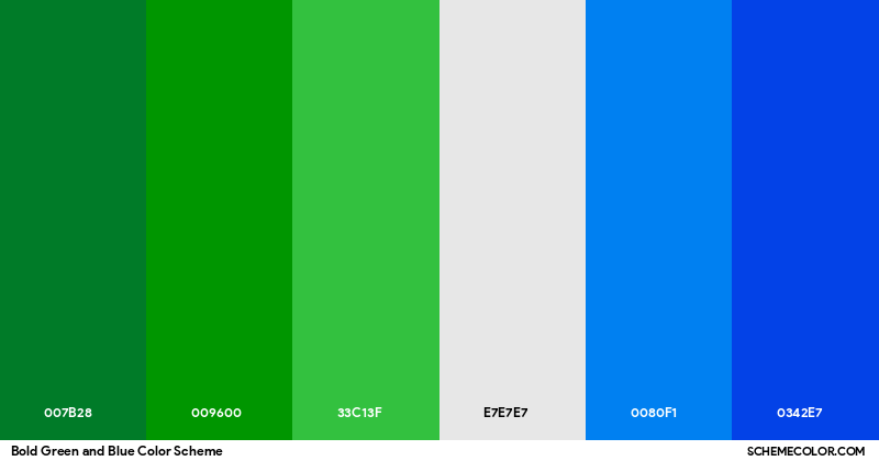 Bold Green and Blue Color Scheme - Palettes - SchemeColor.com