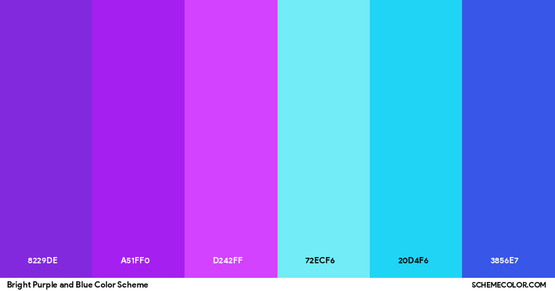 Bright Purple and Blue Color Scheme - Palettes - SchemeColor.com