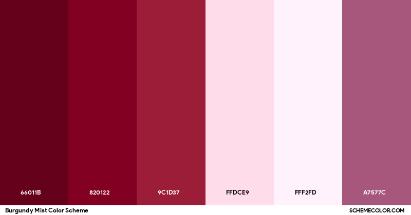 Burgundy Mist Color Scheme - Palettes - SchemeColor.com