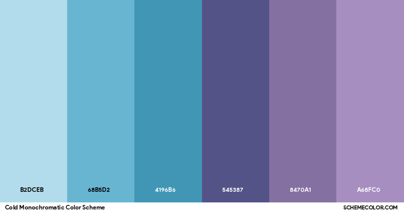 Cold Monochromatic Color Scheme - Palettes - SchemeColor.com