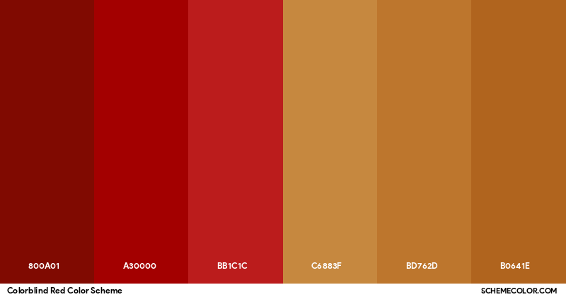Colorblind Red Color Scheme - Palettes - SchemeColor.com