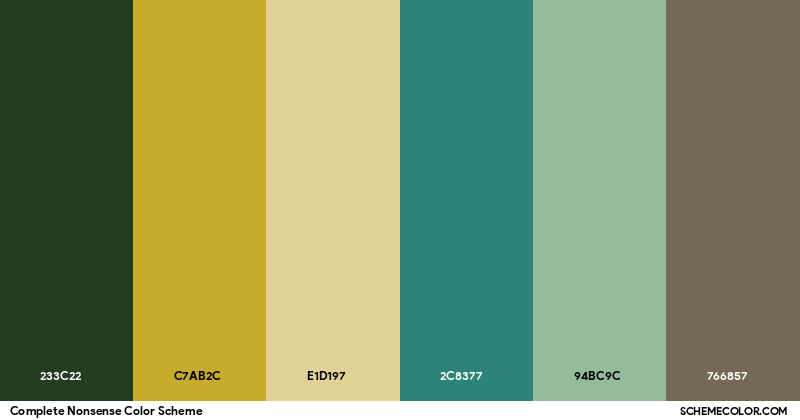 Complete Nonsense Color Scheme - Palettes - SchemeColor.com