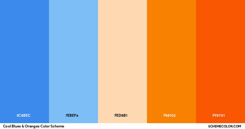 Cool Blues & Oranges Color Scheme - Palettes - SchemeColor.com
