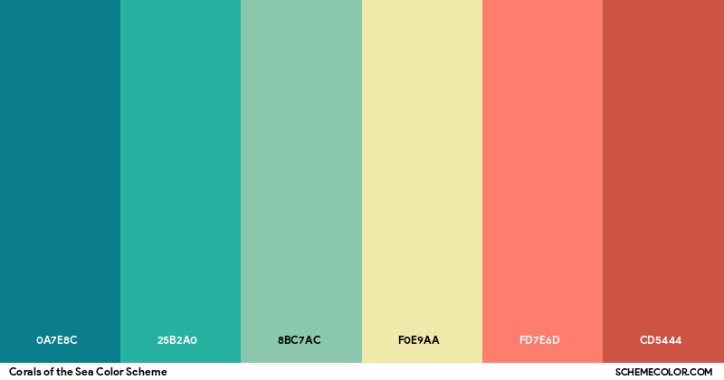 Corals of the Sea Color Scheme - Palettes - SchemeColor.com