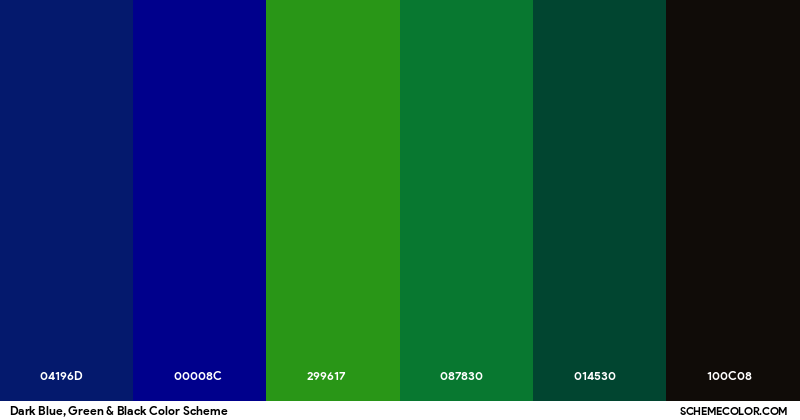 Dark Blue, Green & Black Color Scheme - Palettes - SchemeColor.com