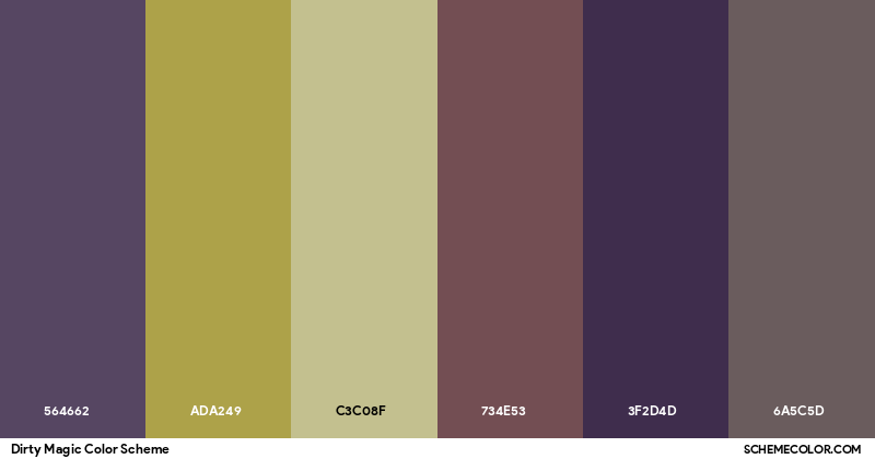 Dirty Magic Color Scheme - Palettes - SchemeColor.com