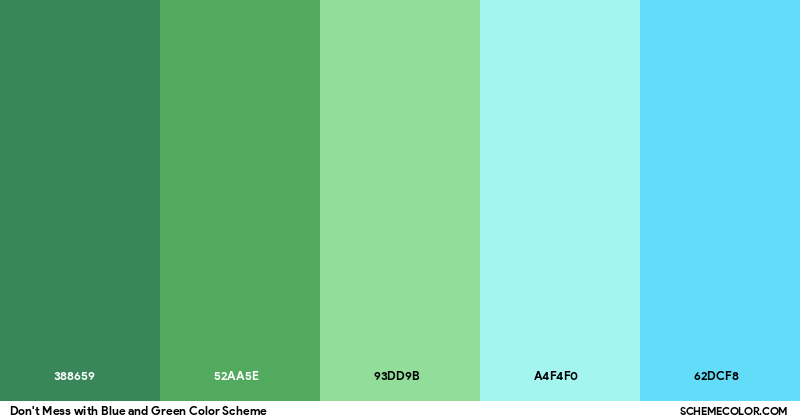 Don't Mess with Blue and Green Color Scheme - Palettes - SchemeColor.com