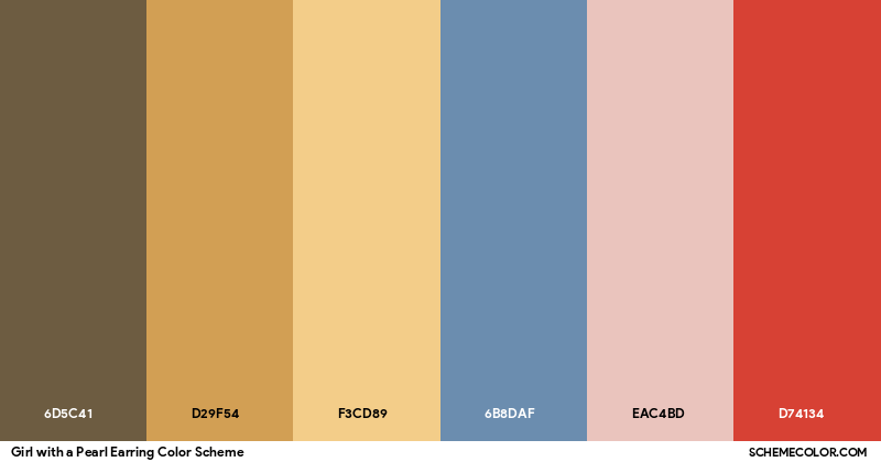 Girl with a Pearl Earring Color Scheme - Palettes - SchemeColor.com