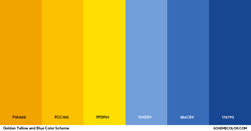 Golden Yellow and Blue Color Scheme - Palettes - SchemeColor.com