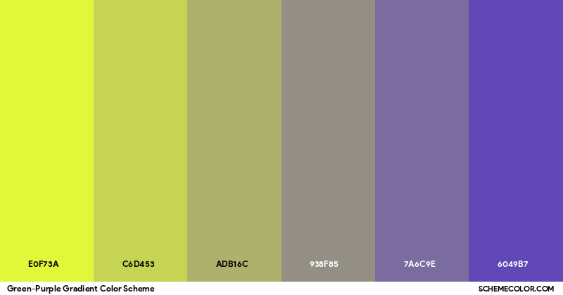 Green-Purple Gradient Color Scheme - Palettes - SchemeColor.com