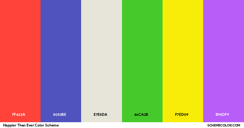 Happier Than Ever Color Scheme - Palettes - SchemeColor.com