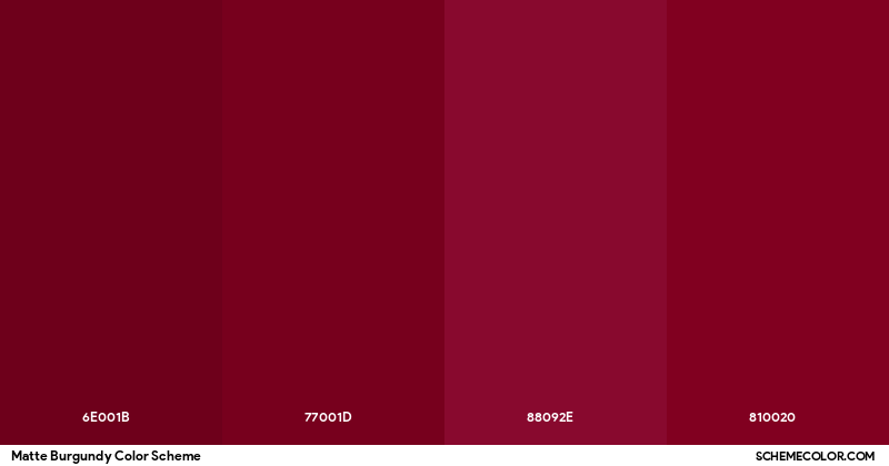 Matte Burgundy Color Scheme - Palettes - SchemeColor.com