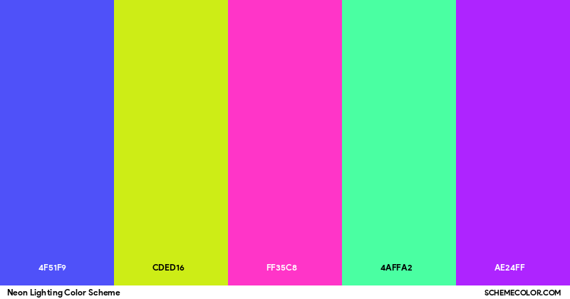 Neon Lighting Color Scheme - Palettes - SchemeColor.com