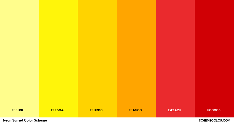 Neon Sunset Color Scheme - Palettes - SchemeColor.com