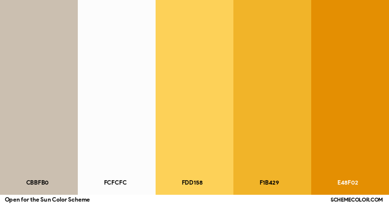 Open for the Sun Color Scheme - Palettes - SchemeColor.com