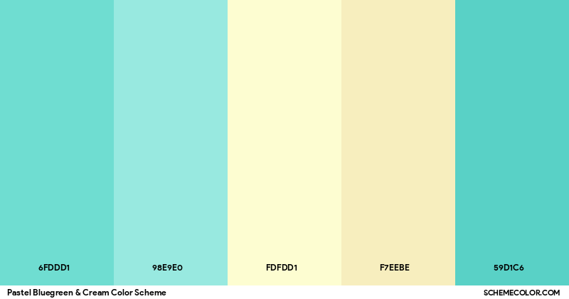 Pastel Bluegreen & Cream Color Scheme - Palettes - SchemeColor.com
