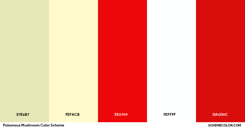 Poisonous Mushroom Color Scheme - Palettes - SchemeColor.com