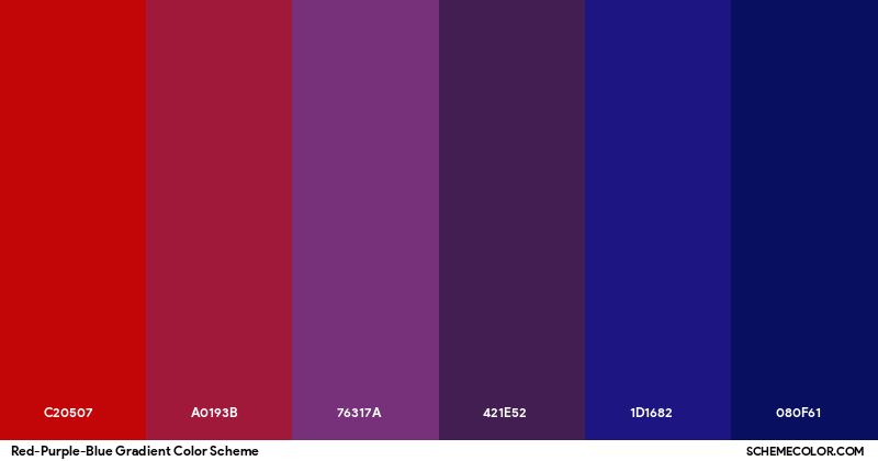 Red-Purple-Blue Gradient Color Scheme - Palettes - SchemeColor.com