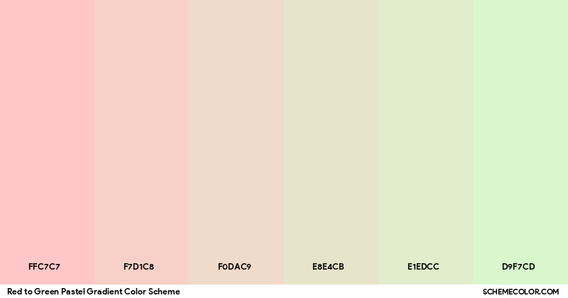 Red to Green Pastel Gradient Color Scheme - Palettes - SchemeColor.com