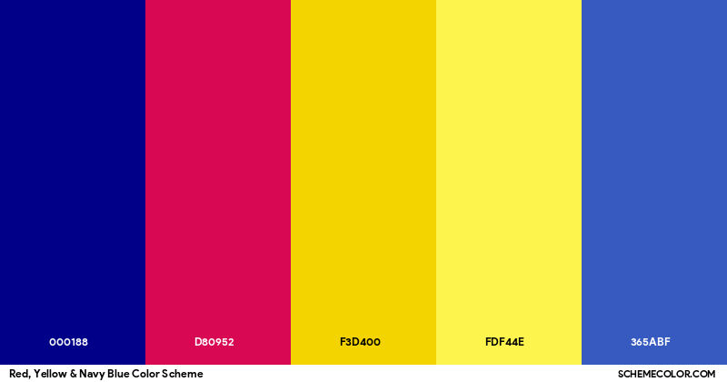 Red, Yellow & Navy Blue Color Scheme - Palettes - SchemeColor.com