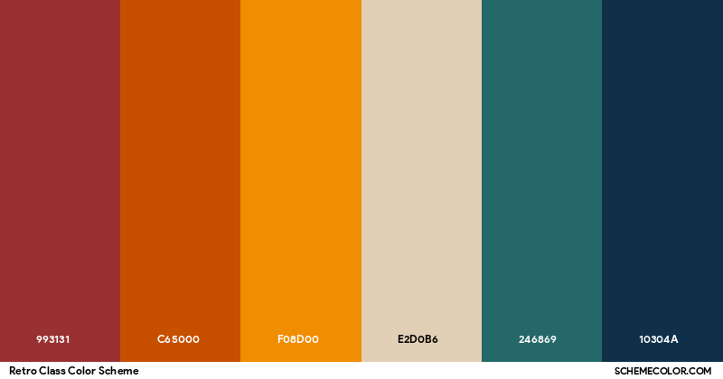 Retro Class Color Scheme - Palettes - SchemeColor.com