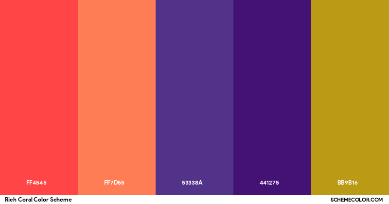 Rich Coral Color Scheme - Palettes - SchemeColor.com