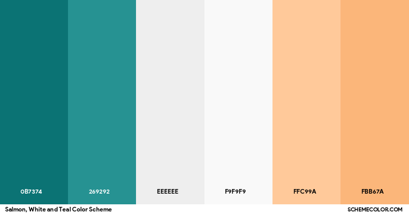 Salmon, White and Teal Color Scheme - Palettes - SchemeColor.com