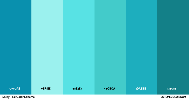 Shiny Teal Color Scheme - Palettes - SchemeColor.com