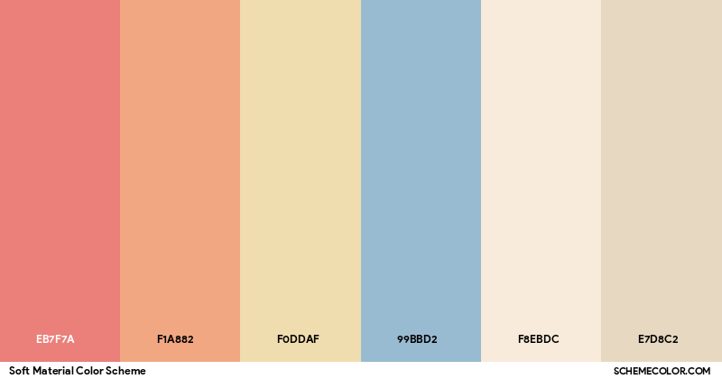 Soft Material Color Scheme - Palettes - SchemeColor.com