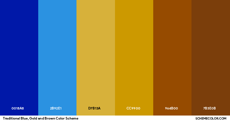 Traditional Blue, Gold and Brown Color Scheme - Palettes - SchemeColor.com