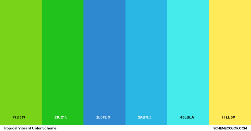 Tropical Vibrant Color Scheme - Palettes - SchemeColor.com
